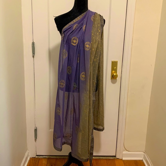 Sarees | Purple And Brown Indian Sarishawl | Poshmark